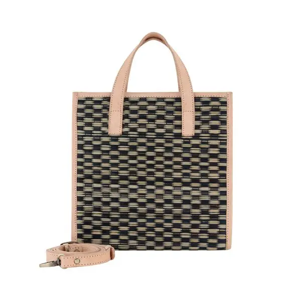 OHSUN Neutrals Tessa Straw & Leather Handbag Nude