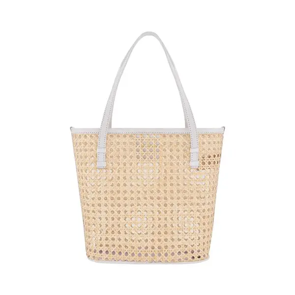 OHSUN Bella Rattan & Leather Shoulder Bag
