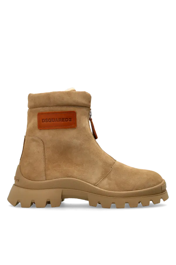 Dsquared2 Suede Ankle Boots With Front Zipper - Brown