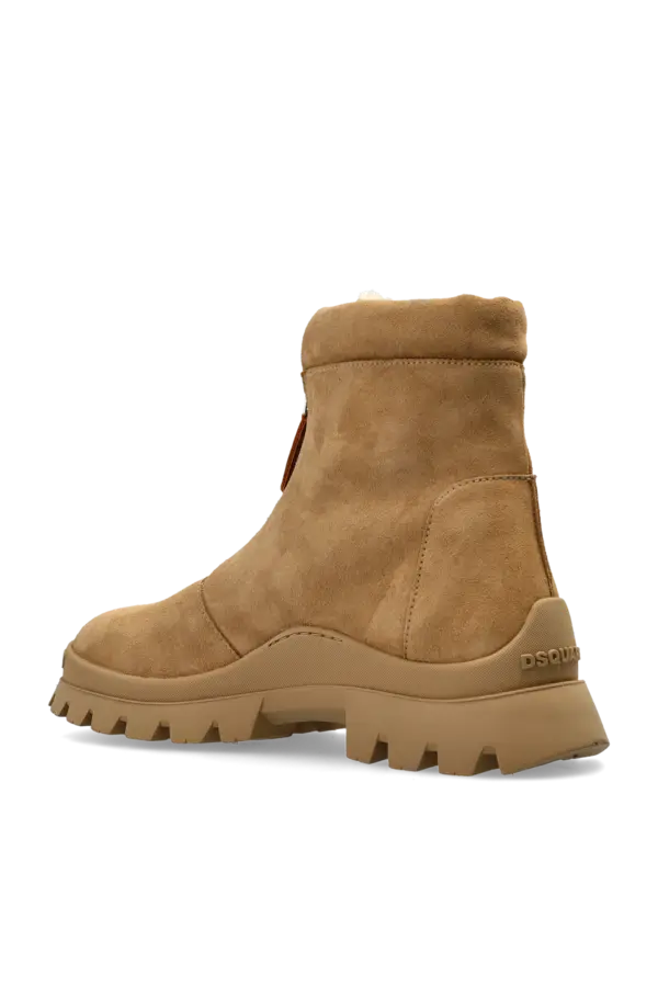 Dsquared2 Suede Ankle Boots With Front Zipper - Brown