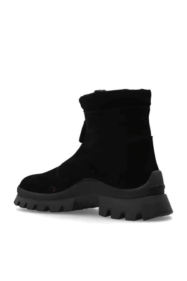 Dsquared2 Ankle" Suede Leather Zip-up Boots With Chunky Lug Sole - Black