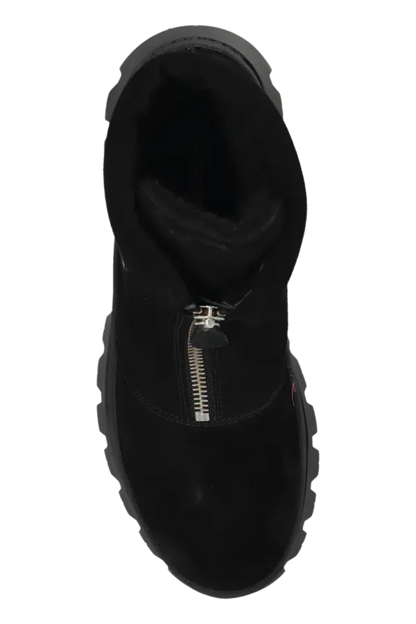 Dsquared2 Ankle" Suede Leather Zip-up Boots With Chunky Lug Sole - Black