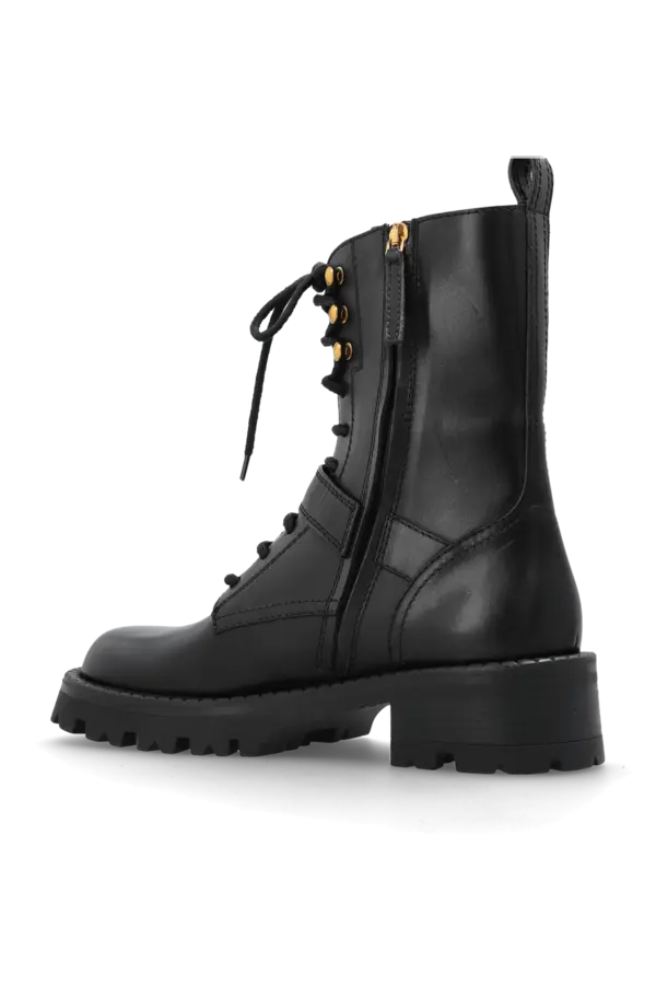 Versace Leather Ankle Boots With Medusa Head Buckle - Black