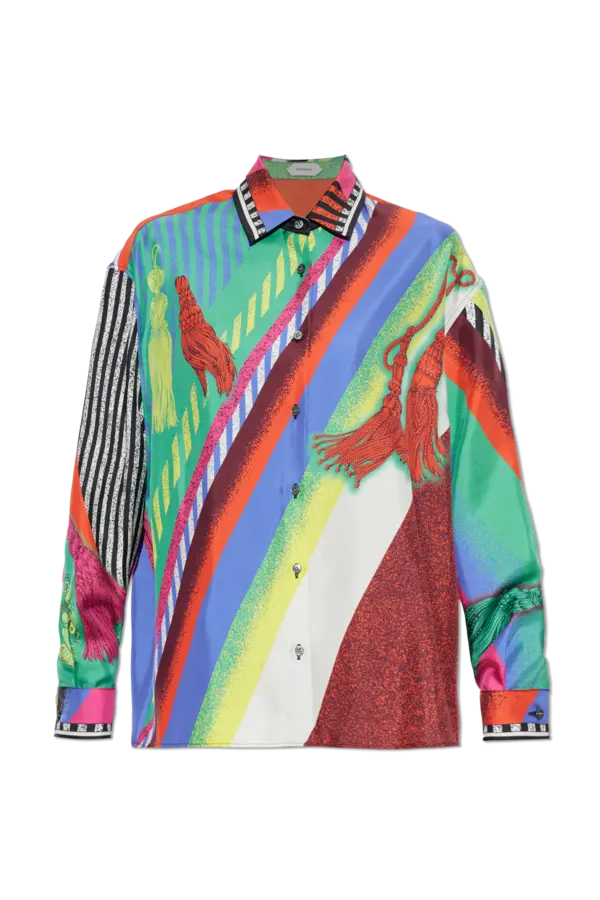 Versace Multicolor Silk Shirt With Geometric Print - Multicolour