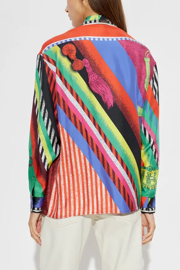 Versace Multicolor Silk Shirt With Geometric Print - Multicolour
