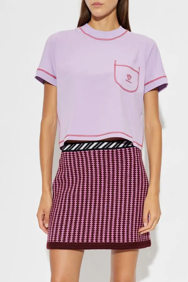 Versace Cotton T-shirt With Embroidered Logo