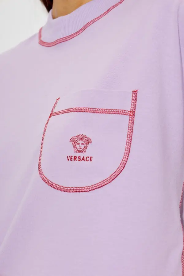 Versace Cotton T-shirt With Embroidered Logo