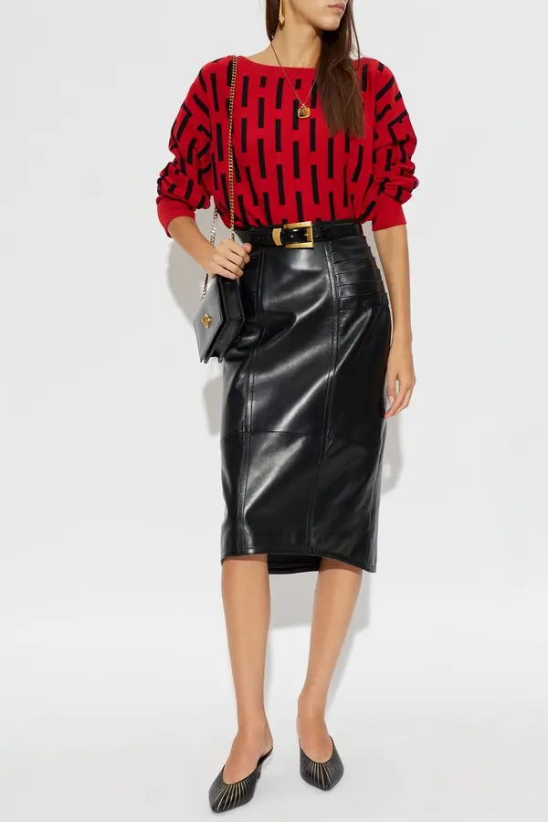 Versace Geometric Stripe Wool Sweater - Red