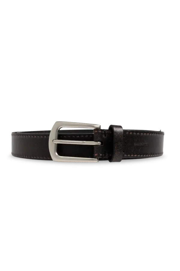 ALLSAINTS Wide Leather Belt With Silver Buckle