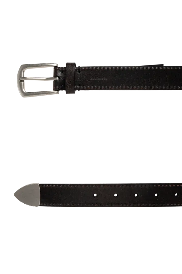ALLSAINTS Wide Leather Belt With Silver Buckle