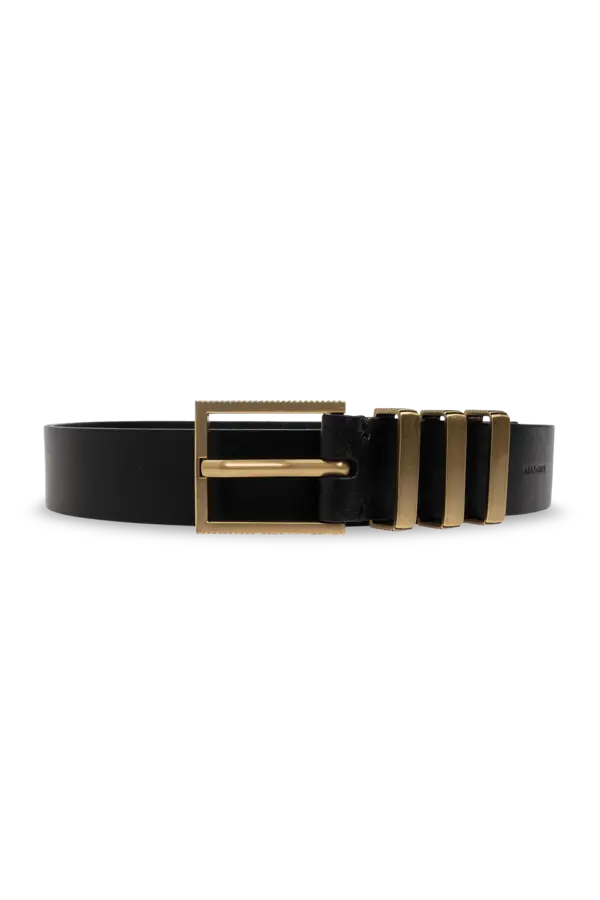 ALLSAINTS Wide Leather Belt With Antique Gold-tone Buckle