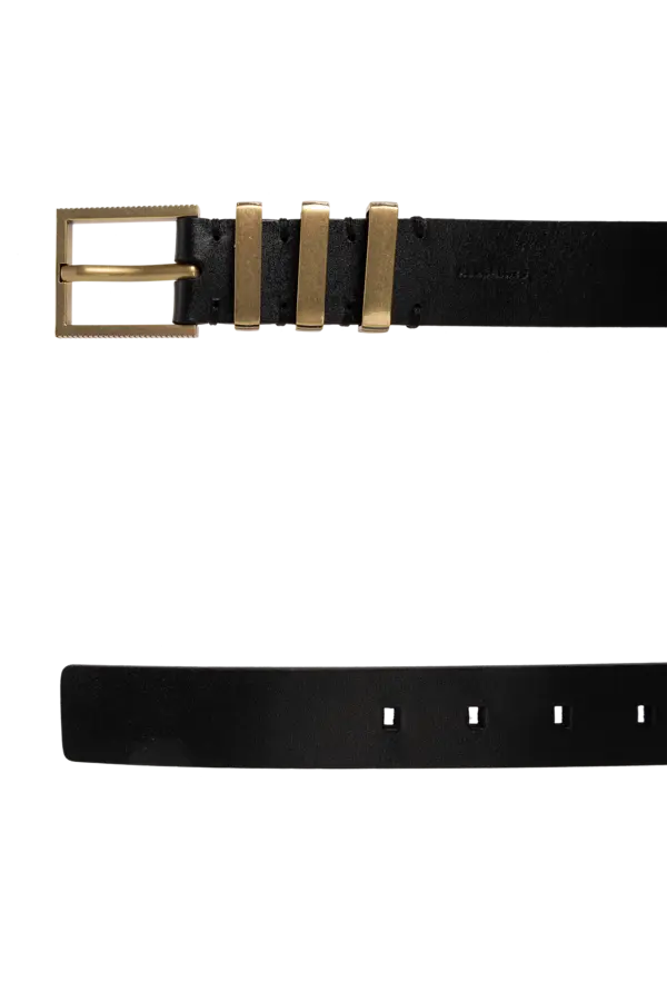 ALLSAINTS Wide Leather Belt With Antique Gold-tone Buckle