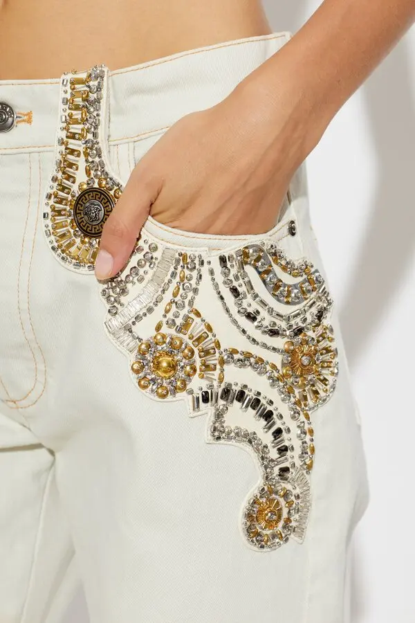 Versace Jeans With Shimmering Appliqués
