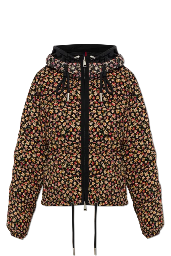 Moncler Becfigue Floral Print Down Puffer Jacket - Orange