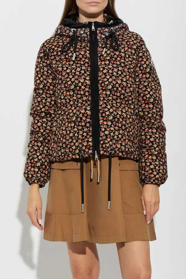 Moncler Becfigue Floral Print Down Puffer Jacket - Orange