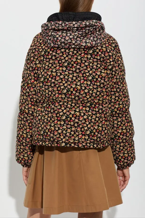Moncler Becfigue Floral Print Down Puffer Jacket - Orange