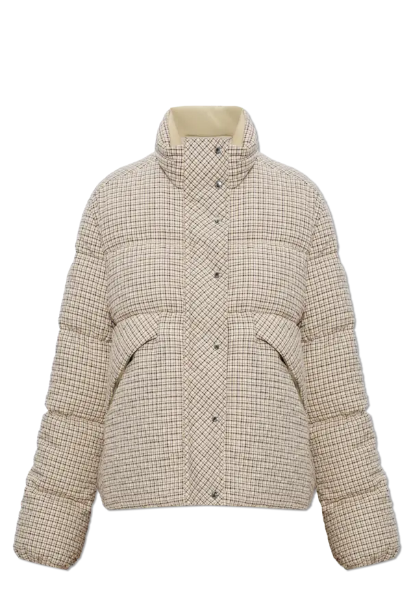 Moncler Cloante Quilted Down Jacket With Plaid Pattern - Beige