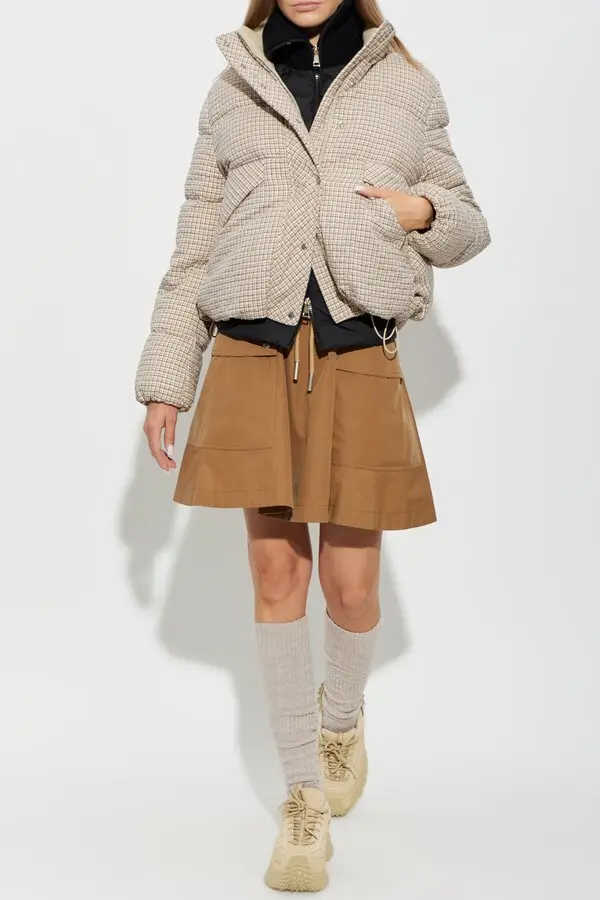 Moncler Cloante Quilted Down Jacket With Plaid Pattern - Beige