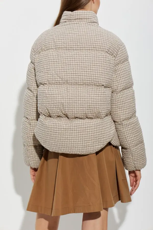 Moncler Cloante Quilted Down Jacket With Plaid Pattern - Beige