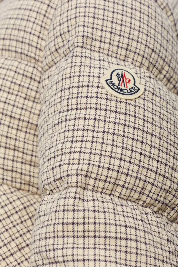 Moncler Cloante Quilted Down Jacket With Plaid Pattern - Beige