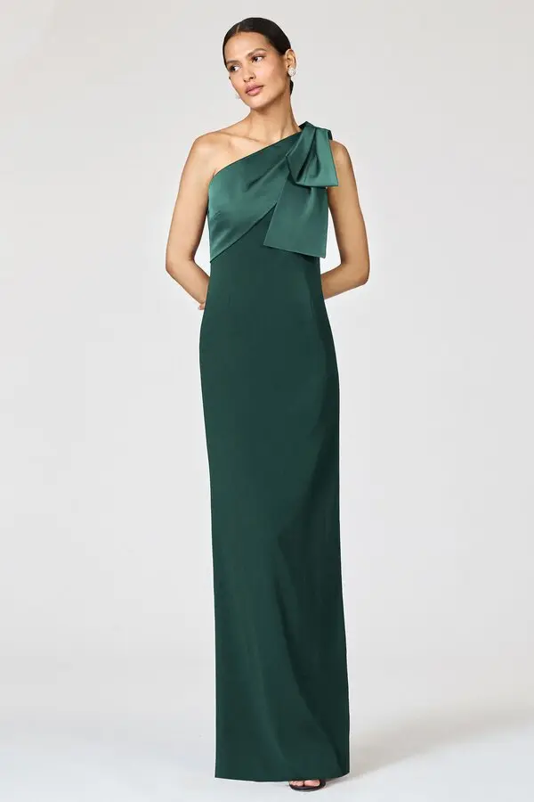Sachin & Babi One Shoulder Column Gown - Loden