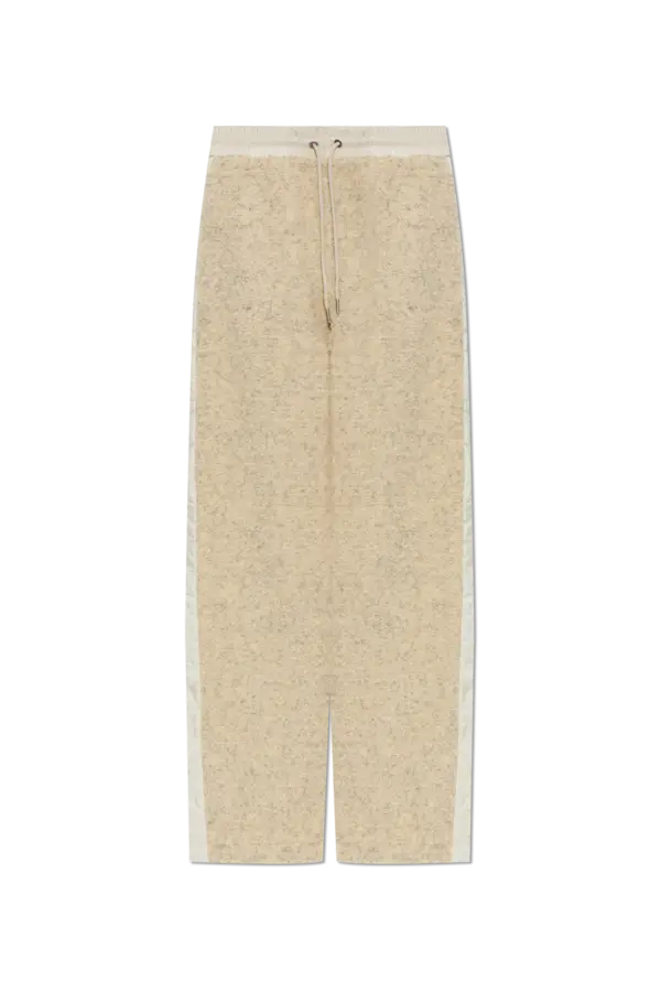 Moncler Wide-leg Boucle-effect Pants With Contrast Panels - Cream