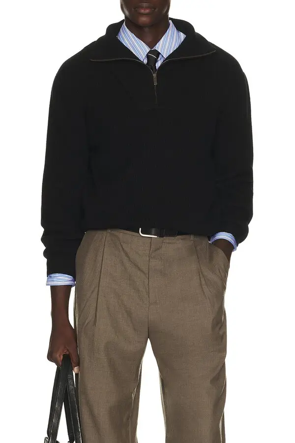 Saint Laurent Ribbed Zip Neck Sweater
