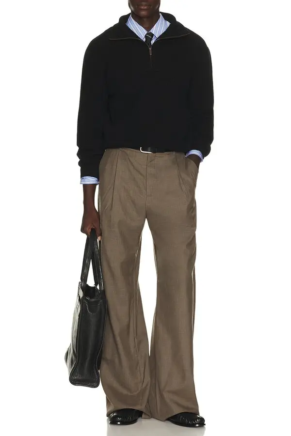 Saint Laurent Ribbed Zip Neck Sweater