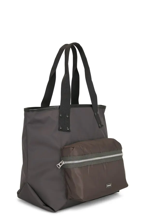 Sacai Pocket Tote Bag Large In Green