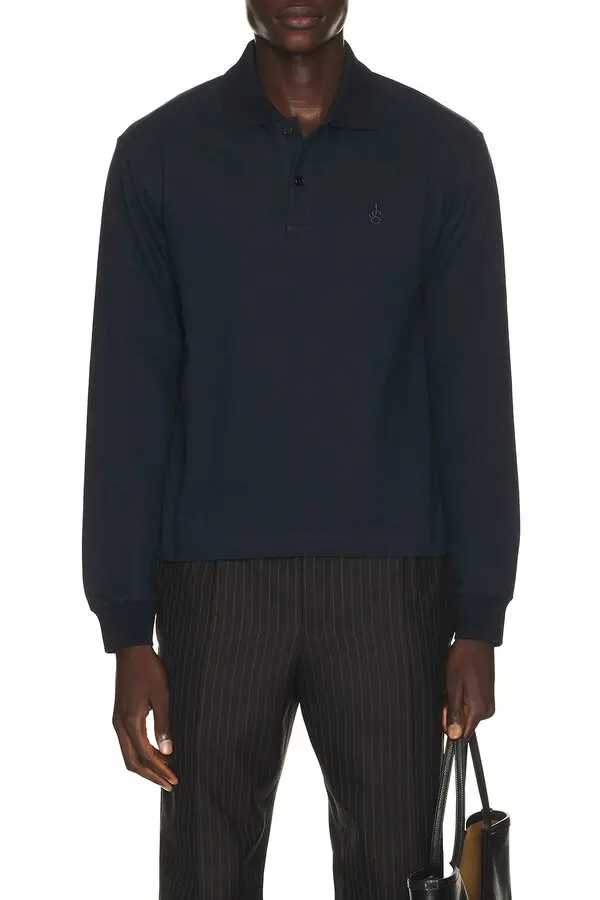 JIL SANDER Cotton Piquet Jersey Polo In Navy