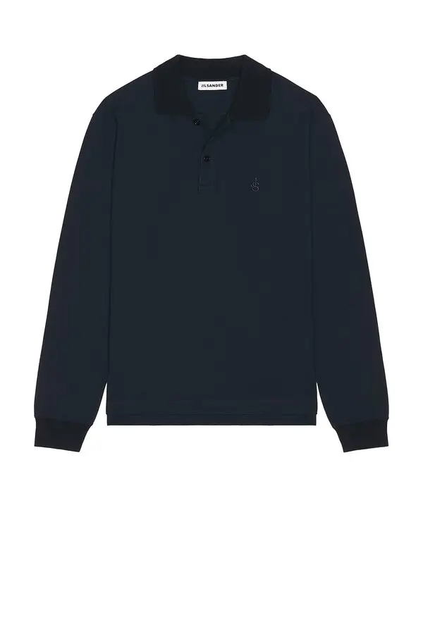 JIL SANDER Cotton Piquet Jersey Polo In Navy