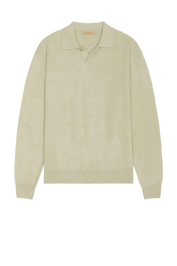 LE17SEPTEMBRE Brushed Cashmere Blend Polo Sweater In Green