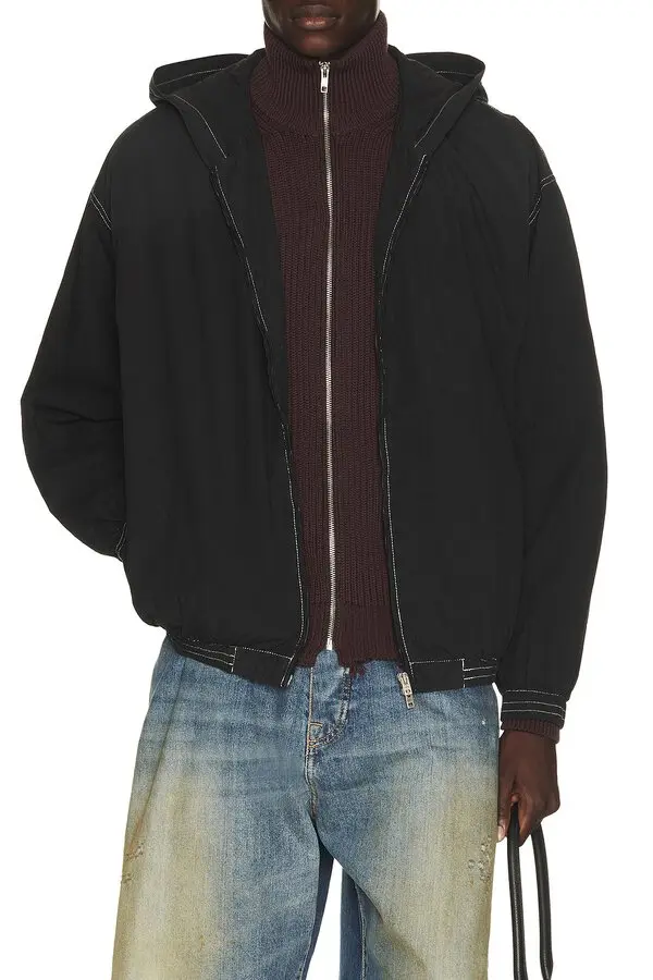 Acne Studios Olandina Soft Cotton Poplin Zip Up Hooded Jacket
