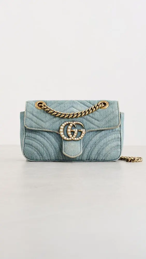 Shopbop Gucci Denim Matelasse Marmont Flap Bag