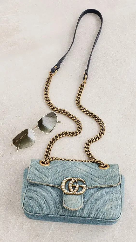 Shopbop Gucci Denim Matelasse Marmont Flap Bag
