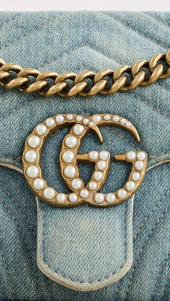 Shopbop Gucci Denim Matelasse Marmont Flap Bag