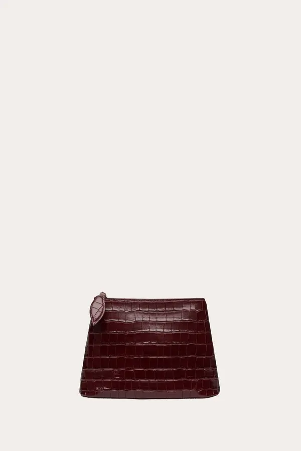 LIFFNER Zip Clutch Burgundy Croc