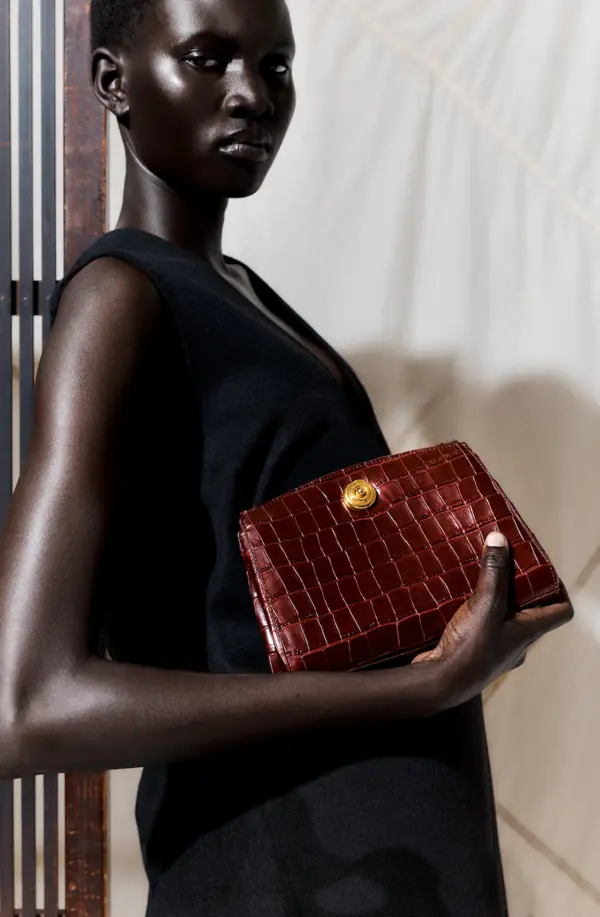 LIFFNER Pushlock Clutch Burgundy Croc