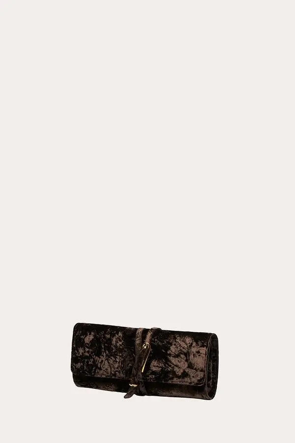LIFFNER Belted Clutch Velvet - Brown