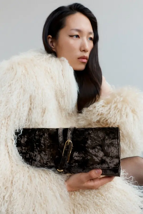 LIFFNER Belted Velvet Clutch - Brown