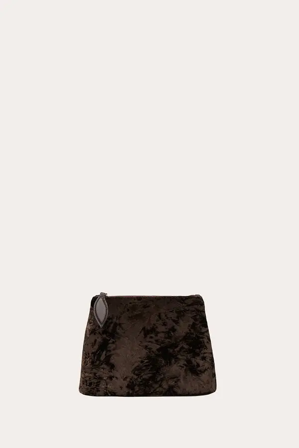 LIFFNER Zip Clutch Velvet - Brown