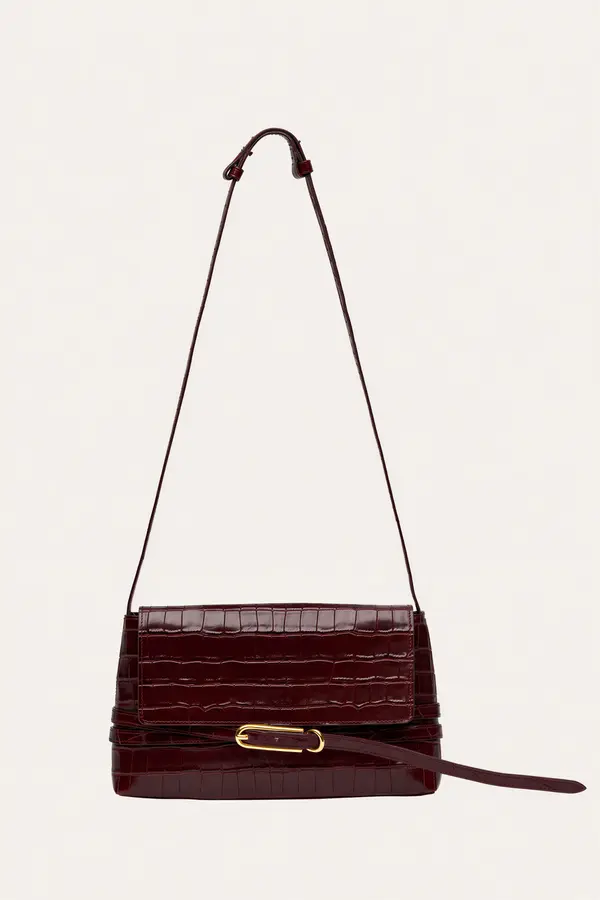 LIFFNER Belted Shoulder Bag In Croc Effect Leather