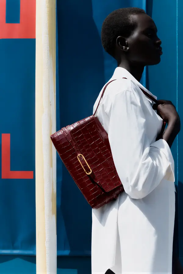 LIFFNER Belted Shoulder Bag In Croc Effect Leather