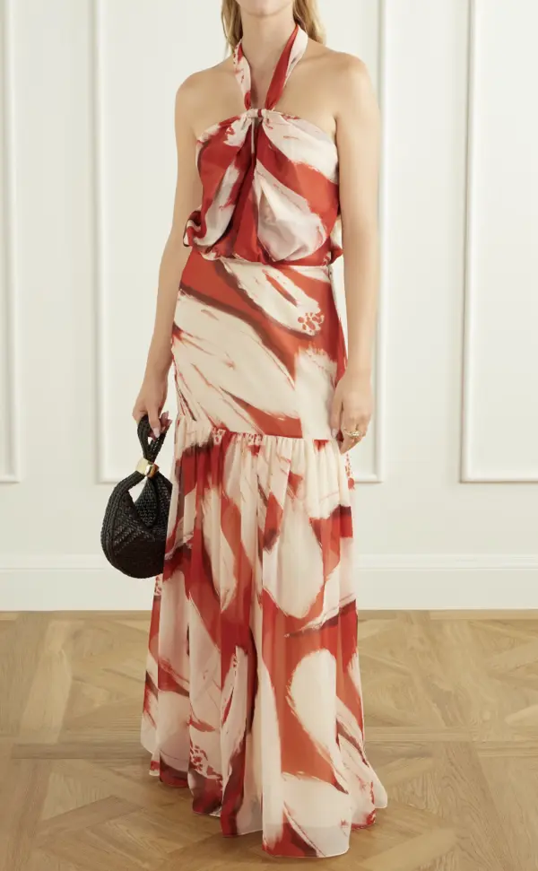ANDRES OTALORA Un Martini Floral-print Chiffon Maxi Dress