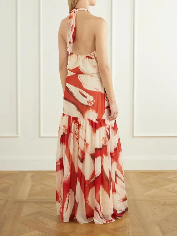 ANDRES OTALORA Un Martini Floral-print Chiffon Maxi Dress