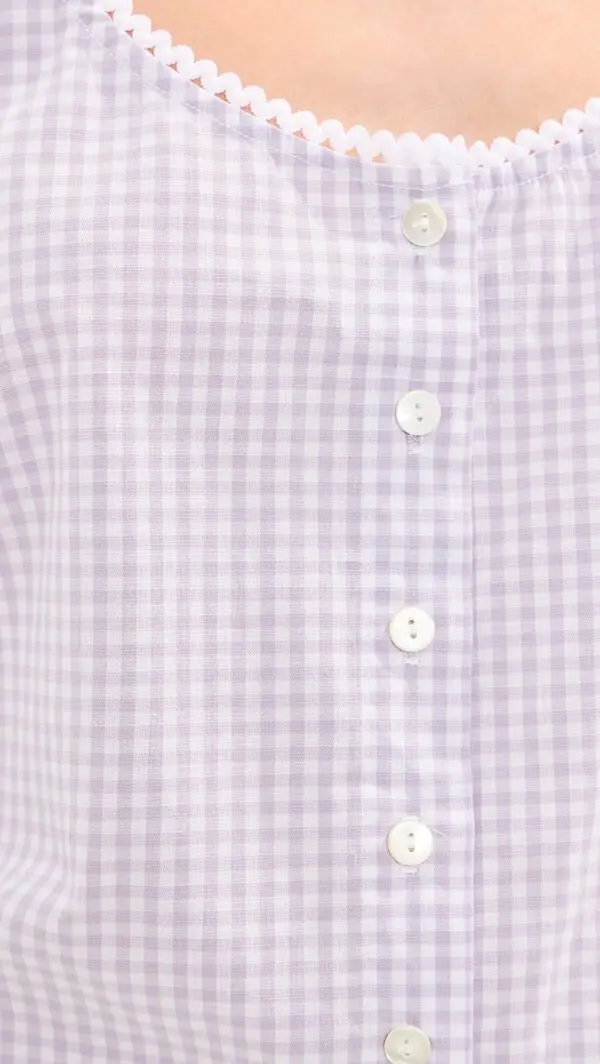 LE BOP Gingham Check Puff Sleeve Blouse - Lilac Gingham
