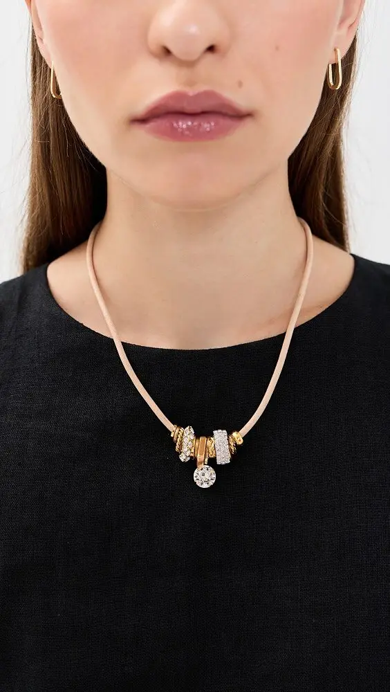 ELIZABETH COLE Desta Necklace With Crystal Pendant