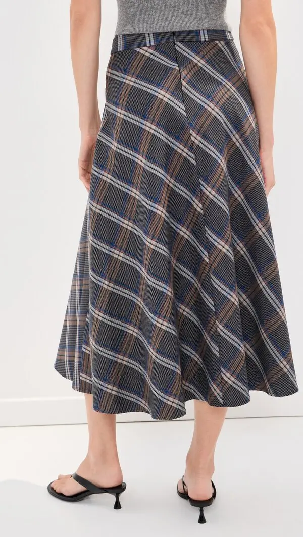 LE BOP Myrtle Circle Skirt - Charcoal/blue Plaid