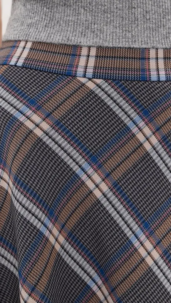 LE BOP Myrtle Circle Skirt - Charcoal/blue Plaid