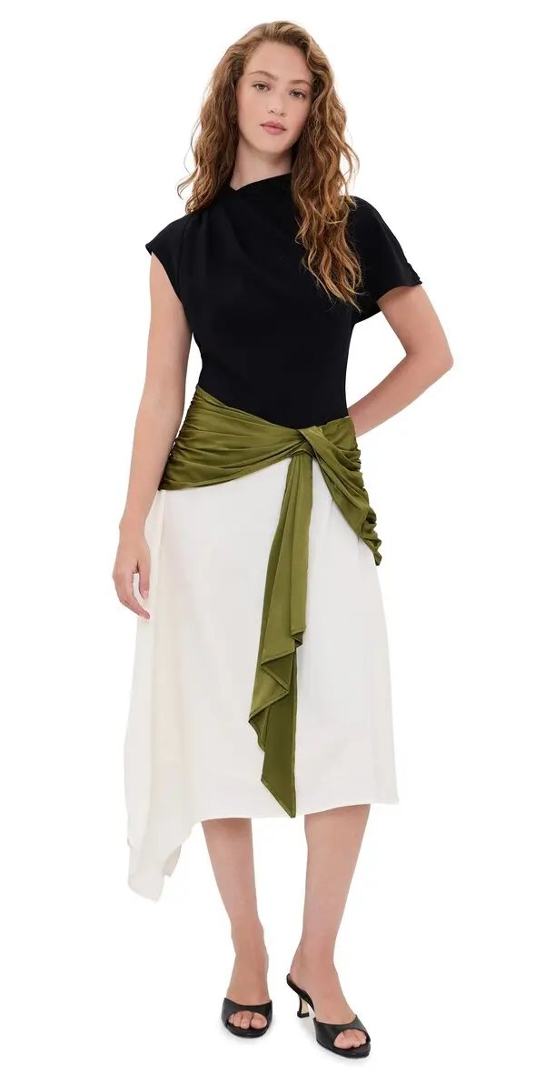 Staud Davina Dress - Black/pear Multi
